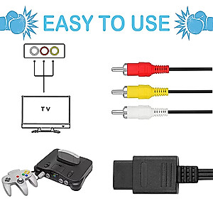 N64 Power Supply,AC Adapter Power Supply and AV Composite Video Cable Cord for N64