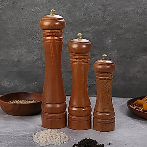 YSTKC Wood Pepper Grinder, 10 Inch Natural Solid Wooden Pepper Mill with Ceramic Rotor, Adjustable Coarseness, Premium Refillable Salt and Pepper Grinder