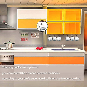 HOMOKUS 6 PCS Mug Holder with 12 Mug Hooks, Coffee Cup Hooks, Under Cabinet Coffee Mug Hooks, for Mug, Coffee Cup, Color: Black