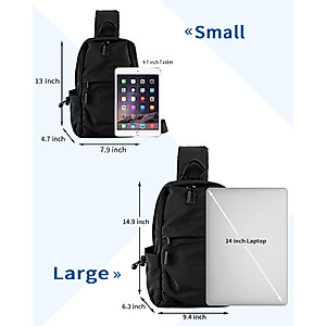 Men Women Sling Bag Backpack Lightweight Water Resistant Small Chest Shoulder Crossbody Bags for Walking Travel Cycling Black