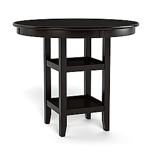Giantex Round Counter Height Table, 42 Inch Wood Farmhouse Kitchen Table with 2-Storage Shelf, 2-Tier Modern Vintage Dining Room Table with Anti-Slip Foot Pads, Kitchen & Dining Room Furniture Table