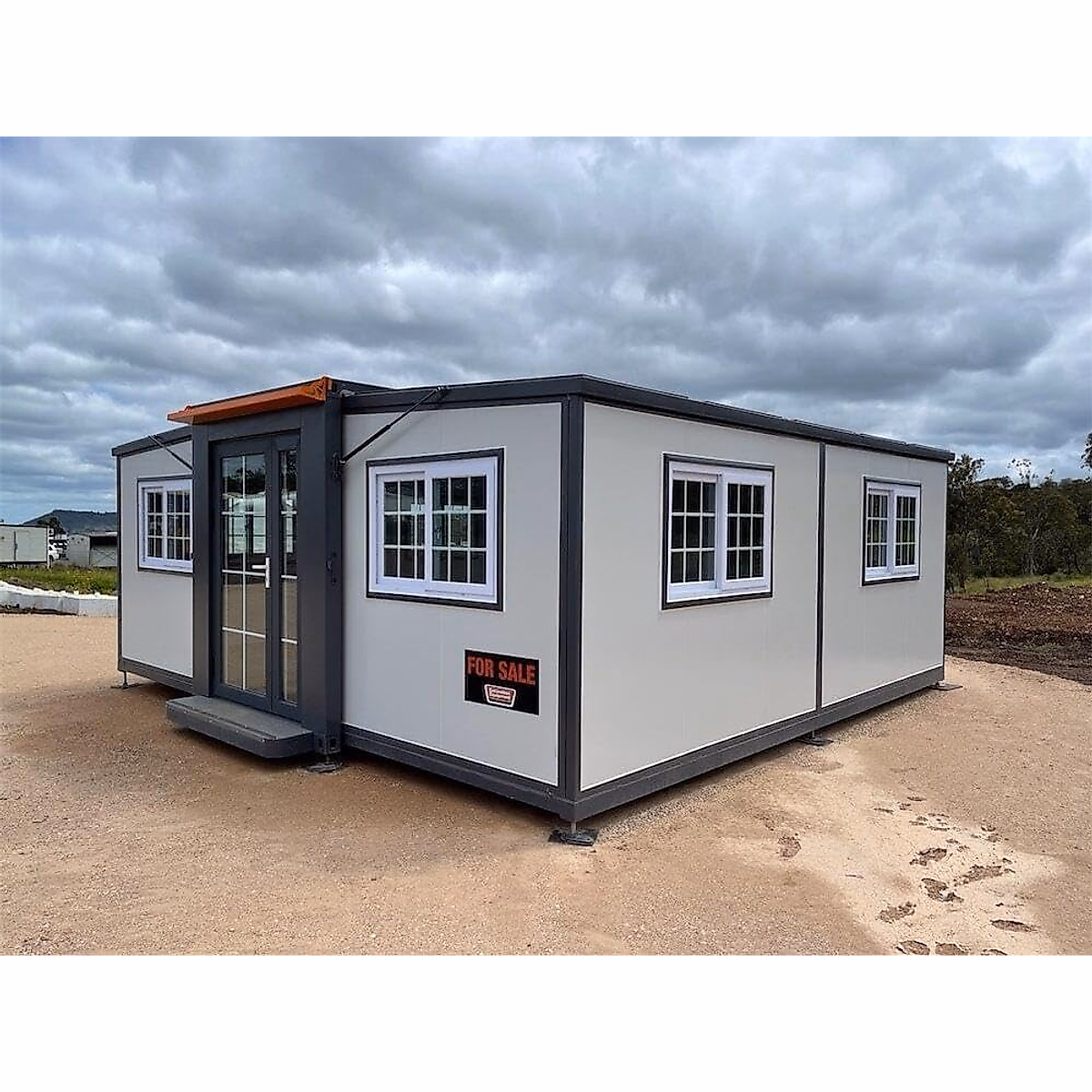 Large Portable House With Windows and Doors, L19ft x W20ft Prefabricated Home With Steel Frame: 2 Bedrooms, 1 Kitchen With Cabinets and Wash Basin, 1 Fully Equipped Washroom, Living Room, Unfurnished.