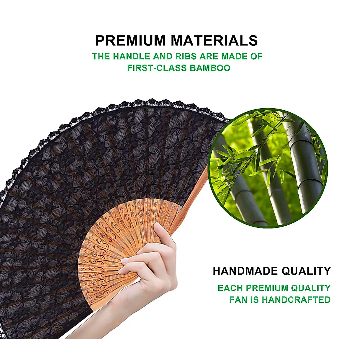 Amajiji Chinese/Japanese Vintage Retro Style Bamboo Wood Silk Folding Hand Fan for women HBSY (23cm) (006)