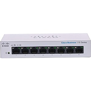 Cisco Business CBS110-8T-D Unmanaged Switch | 8 Port GE | Desktop | Ext PS | Limited Lifetime Protection (CBS110-8T-D-NA)