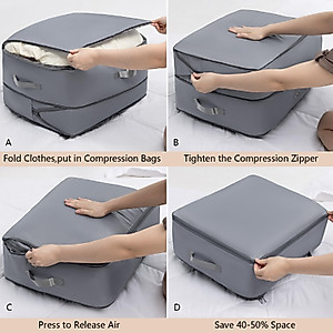 HAIKYPO Ultra Space Saving Self Compression Organizer Bags,Comforter Storage Bag,Compression Bags for Storage,Large Moving Bags,Compression Organizer for Blankets,Comforter,Down Jacket (Gray,Large)