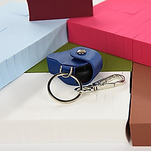 SmartHer Pokemon Go Plus Case, Pokemon Go Plus Leather Cover Skins, Portable Design with Keychain Carabiner, Brushed Leather, Blue.