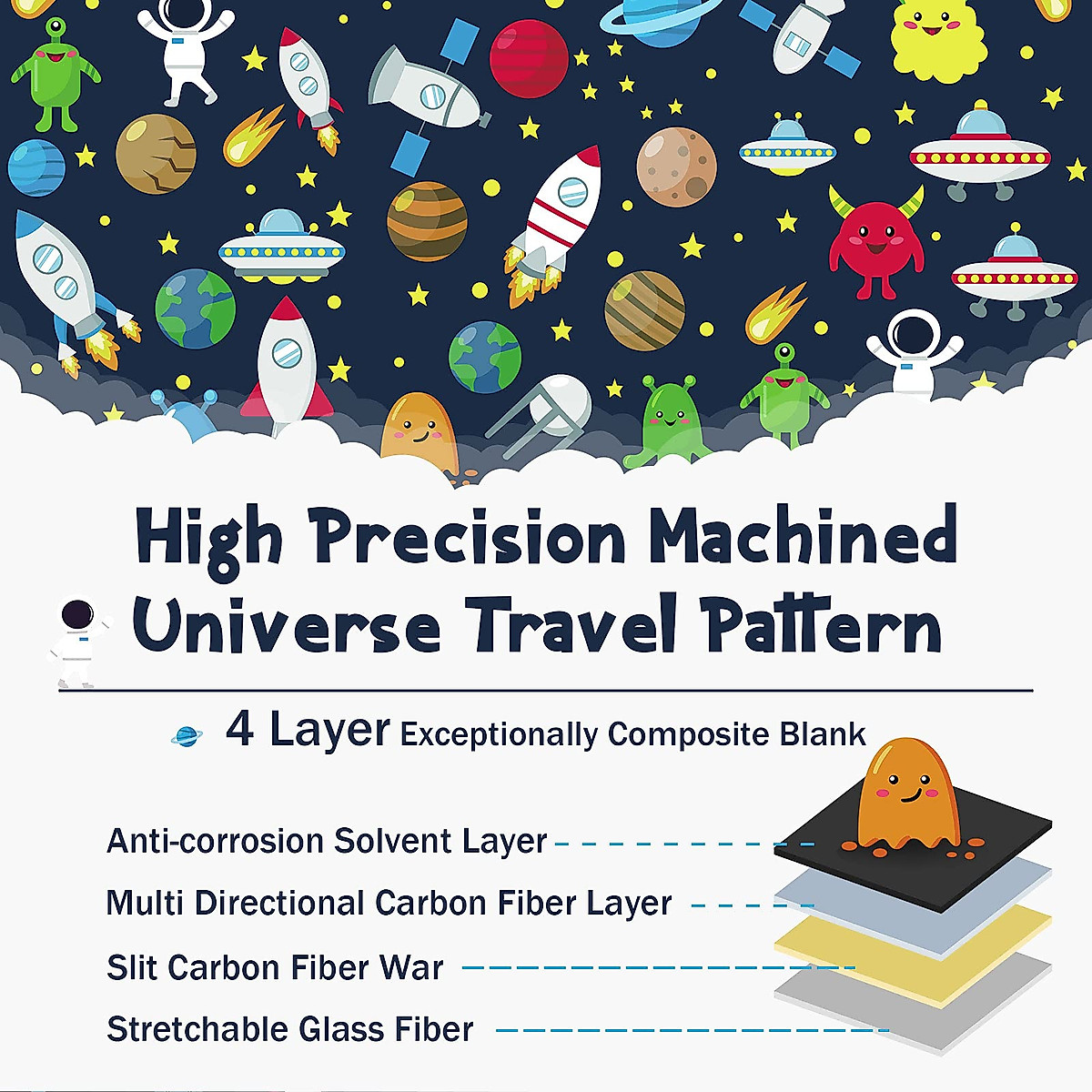 QudraKast Kids Fishing Poles for Boys Girls Under 10, Portable Telescopic Fishing Rod and Reel Combo kit with Spincast Fishing Reel Tackle Box, Universe Travel Pattern