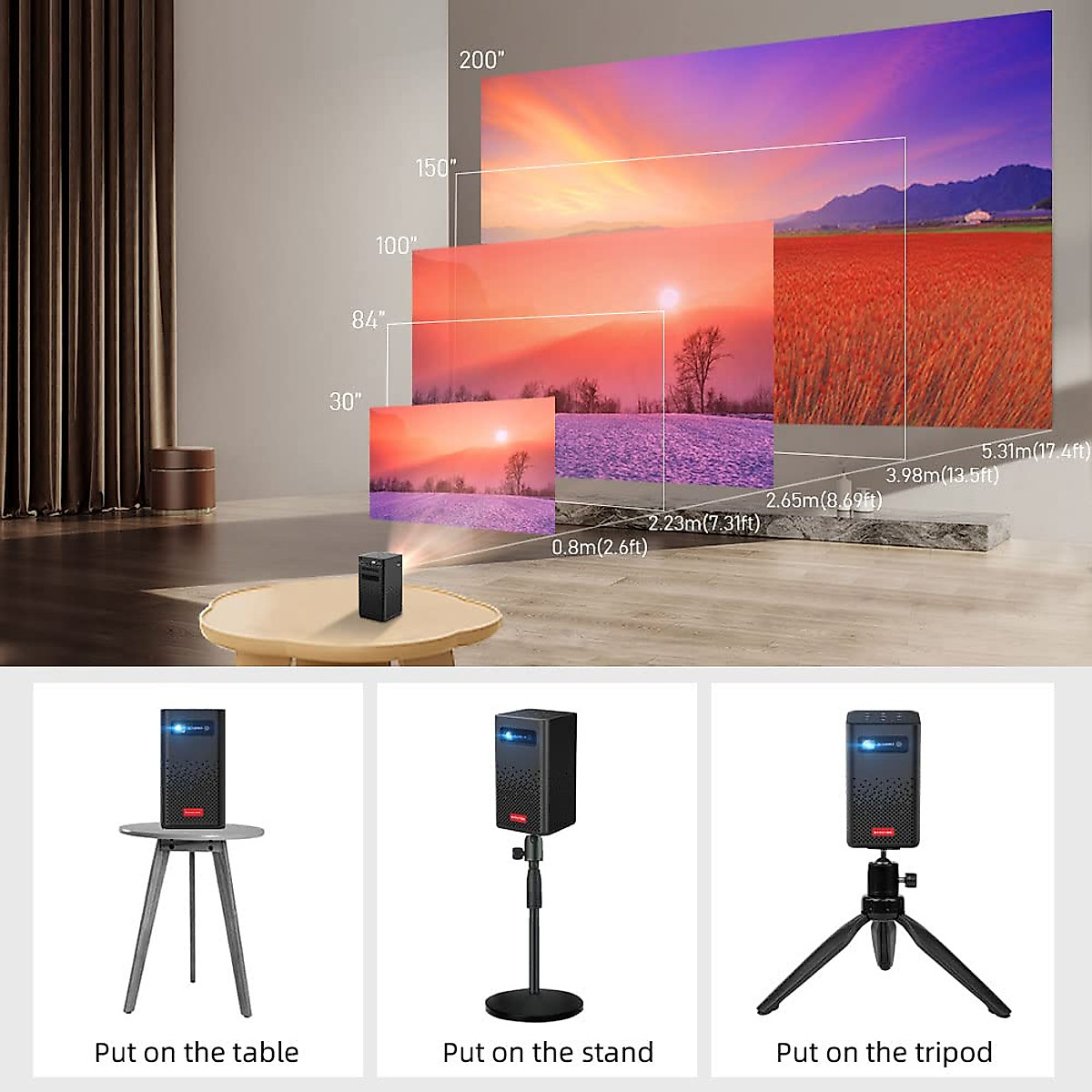 Ivoltronics BYINTEK P70 3D 4K Mini Cinema Smart Android WiFi Portable 1080P Home Theater Video LED DLP Projector with Battery