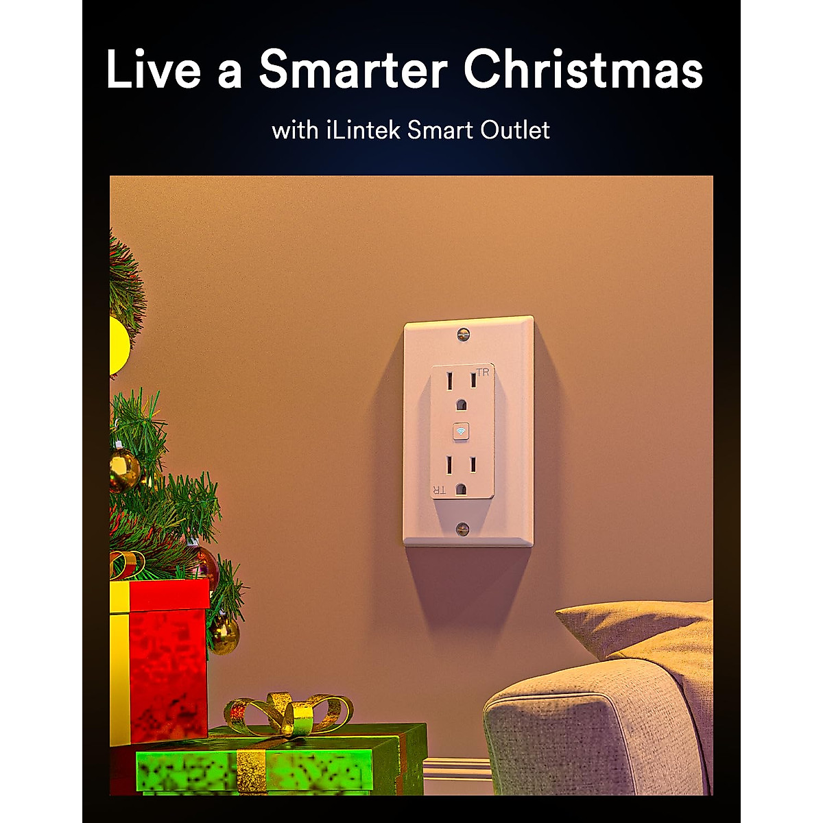 Smart WiFi in-Wall Outlet 15 Amp Tamper Resistant Split Duplex Receptacle - 2 Plugs, Compatible with Alexa, Google Home (No Hub Required)