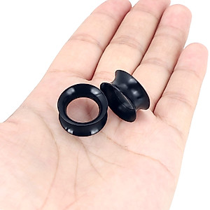 DERALA 2Pcs Ear Tunnels Ultra Thin Soft Silicone Double Flared Ear Gauges Plugs Flexible Flesh Tunnel Expander Stretching Ear Piercing Jewelry for Men Women Size 8g-1 inch