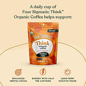 Four Sigmatic Organic Mushroom Coffee | Arabica Instant Coffee with Lion's Mane, Chaga and Rhodiola | Mushroom Coffee Instant Mix for Better Focus and Immune Support | 30 Serving Canister