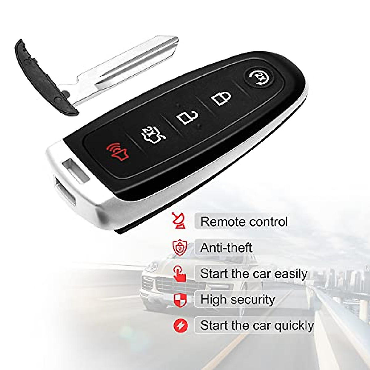 VOFONO Car Key Fob Keyless Entry Smart Remote fits for Ford Explorer Edge 2011-2015 Flex Taurus 2013-2019 Expedition Focus Lincoln MKS MKT MKX Navigator P/N: M3N5WY8609