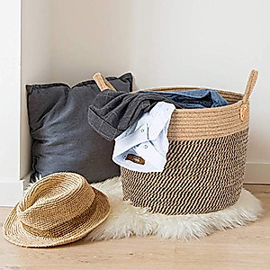 CHICVITA Large Jute Basket Woven Storage Basket with Handles (Set of 2)