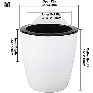 Mono-gatari 7 Pack Self Watering Hanging Planters White Plastic Wall Hanging Planter Pot with 7 Hooks 5 Inch Lazy Flower Pot Succulent Plants for Indoor Outdoor Garden Fence, Porch, Wall(5Inch)