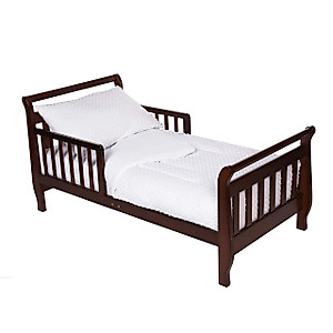 TL Care Minky Dot Chenille 4 Piece Toddler Bedding Set, White, for Boys and Girls