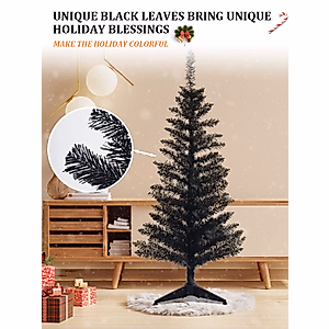 Kadunmina 4FT Artificial Christmas Tree with Stand Black Halloween Tree Small Xmas Tree with 122 Branch Tips for Indoor and Outdoor