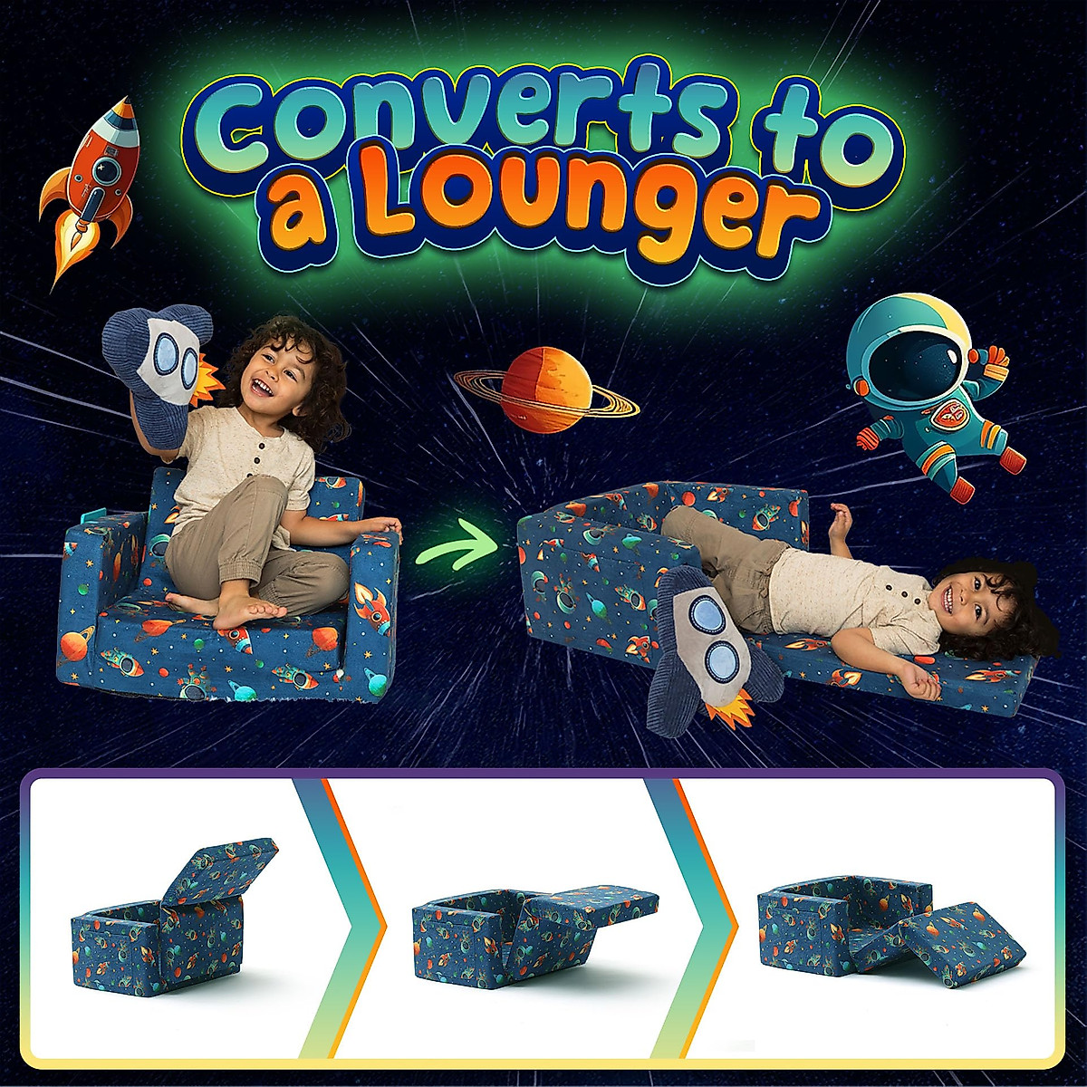 nimboo Toddler Couch - Kids Sofa, Baby Couch, Kids Fold Out Couch, Toddler Couches That Fold Out Boys, Toddler Sofa Bed, Kids Couch Sofa Lounge Chair