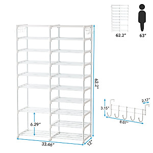 Tribesigns Shoe Rack, 10 Tiers Shoe Stand - Stores 36-44 Pairs, Closet Organizer with Boot Rack and 2 Hooks