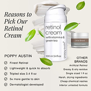 poppy austin Retinol Cream for Face 3.4OZ, High-Strength Retinol Night Cream - Cruelty Free Wrinkle Cream For Face - Anti Aging Eye Cream Retinol For Face & Body