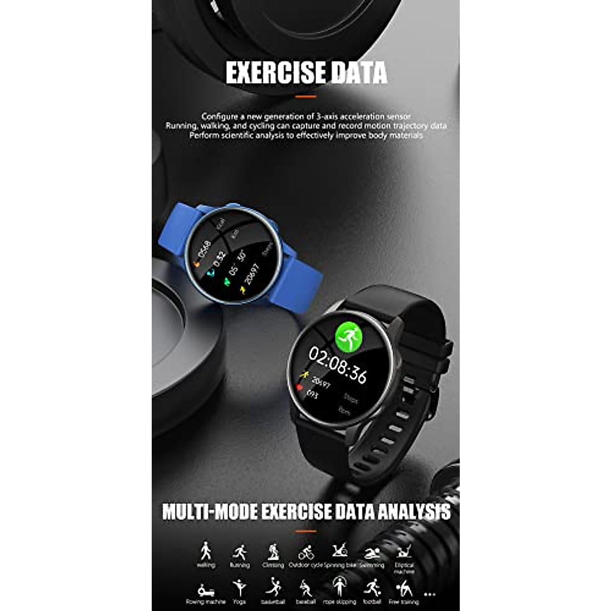 Holiday AMOLED Smartwatch, 1.3" HD Screen Activity Tracker for Fitness and Health with 14 Sports Modes, 3 ATM Waterproof, Monitor SpO2, Heart Rate, Sleep, Stress for Men and Women for Android iOS
