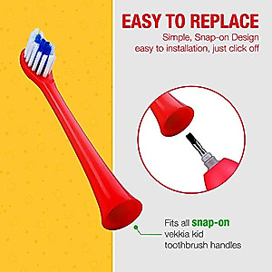 4-Pack Replacement Toothbrush Heads- Sonic V200 Rechargeable Kids Electric Toothbrushes, 7X More Plaque Removal, End-Rounded Soft Bristles, Comfortable & Efficient Clean Teeth, Perfect for Kids