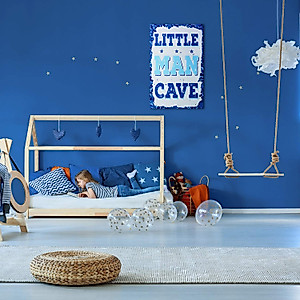 Little Man Cave Wood Sign Children Cave Sign Door Elegant Wood Sign Bedroom Sign Hanging Toddler Boys Room Decor Wall Art Decorative Wood Sign for Kids Children Bedroom