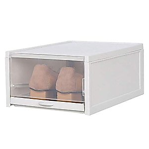 TAZSJG Shoes Rack Plastic Foldable Stackable Shoes Boxes Shoebox Shoe Organizer for High Heels Sports Shoes Storage Drawers