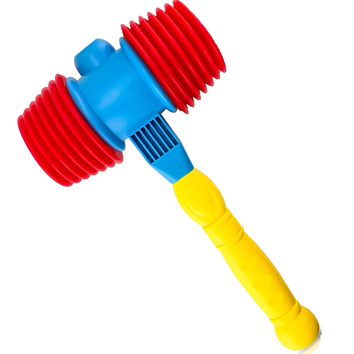 Squeaky Hammer Toy for Kids, 14” Long with Soft Plastic Mallet, Fun Birthday Party Favor for Carnival, Circus, and Whack a Mole Games, Interactive Pounding Action, Red Carry Bag