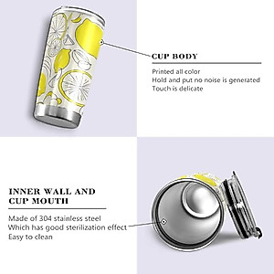 HXshaoye Sketch lemon yellow summer Stainless Steel reusable coffee cups with lids with Straw Leak Resistant Flip leak proof coffee travel mug for café cute cup 20 oz vaso para cafe 20oz