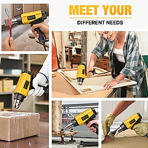 SEEKONE 1800W Heat Gun Compact Design Heavy Duty Hot Air Gun 122℉~1202℉（50℃- 650℃）Variable Temperature Control for 2 Speed Settings with 4 Nozzels for Crafts, Vinyl Wrap, Shrink Tubing