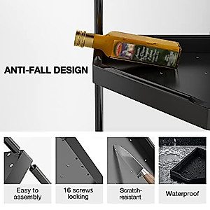 villertech Corner Shelves 3 Tier Small Corner Bookshelf Kitchen Bathroom Standing Shelf Display Rack Storage Rack Plant Stand Room Decor Black