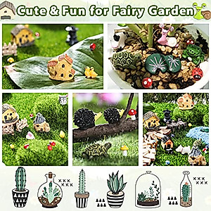 Modacraft 172Pcs Miniature Fairy Garden Accessories Including 100Pcs Fixed Pins, Fairy Garden Kit Fairy House Animal Figurines Mini Landscape for Garden Dollhouse Potted Plant Bonsai Terrarium Décor