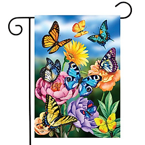 Butterflies In The Garden Spring Garden Flag Floral Butterfly 12.5" x 18" Briarwood Lane