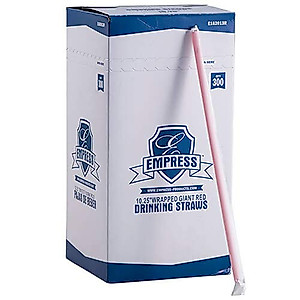 E162013R Empress Giant Straw Paper Wrapped 10.25" Red, Boxed 4/300 cs