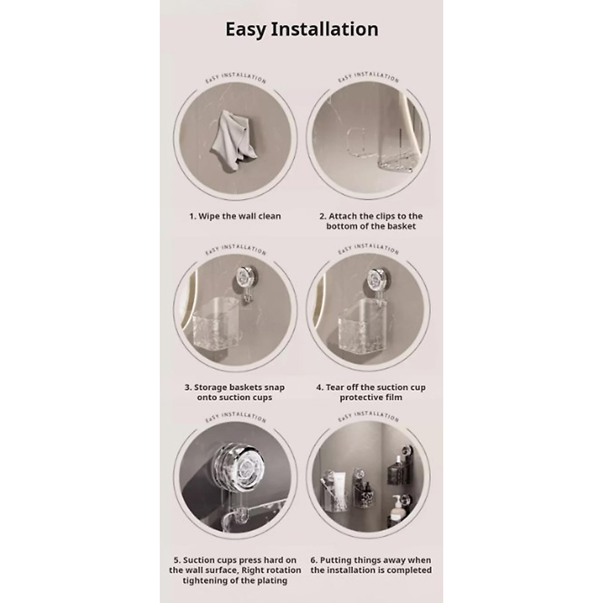 PUCHEN Light Luxury Style Glacier Pattern Suction Cup Shelf, 2024 New Suction Shower Caddy, Shower Suction Cup Shelf Basket, Shower Dispenser Soap Organizer, Suction Cup Shower Shelves (Small)