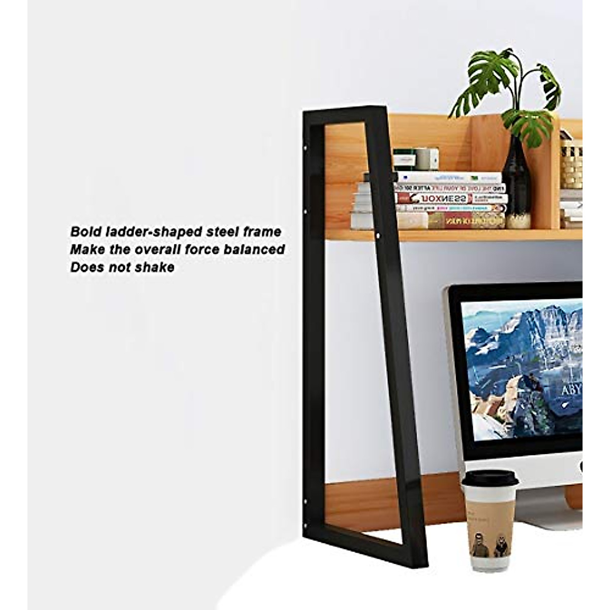 SMSJ-YJ Desktop Bookshelf 2-Tier Storage Shelf Desktop Organizer Home Space Saving Classic Desk Bookshelf Office Storage Rack Desktop Organizer (Size : L95CMW32CMH65CM)