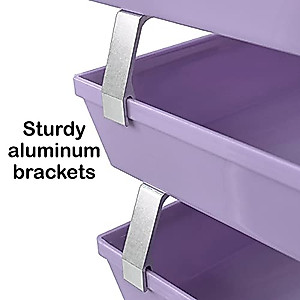 Acrimet Facility 4 Tier Letter Tray Side Load Plastic Desktop File Organizer (Solid Purple Color)