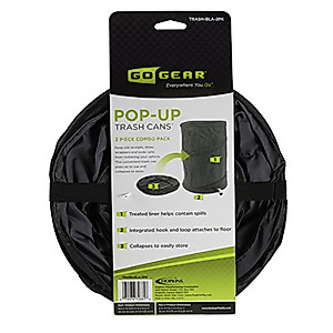 Go Gear TRASH-BLA-2PK Pop-Up Trash Can, 2 Pack