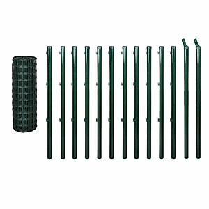 Mogou Euro Fence Fencing for Yard, Decorative Garden Fence, Garden Fencing, Garden Gates Metal Outdoor Steel 82ft x 2.6ft Green
