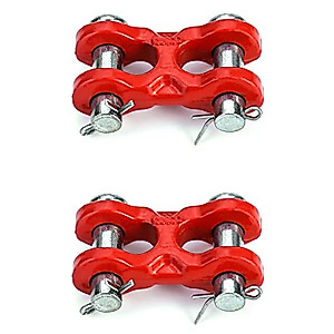 QWORK 3/8 Inches Twin Clevis Safety Chain Repair Links, 2 Pack Trailer Tie Down Links, Industrial Grade Heavy Duty Material - 6,600 LBS. Capacity