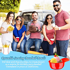 Szsrcywd 24 Pack Plastic Baseball Helmet Bowl,Mini Ice Cream Dessert Baseball Cap Bowls,Party Snack Cups for Birthday Party Supplies(Red Blue and White)