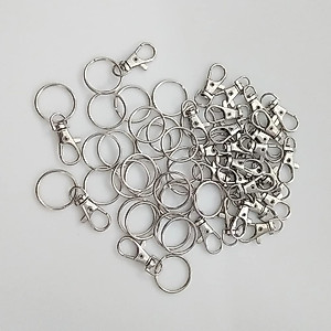 60 Pcs Premium Swivel Lanyard Snap Hook with Key Rings, Metal Lobster Clasp Keychain Hooks for Lanyard Crafting