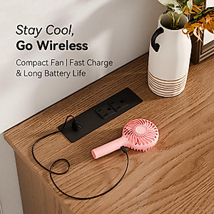 HonHey Handheld Fan Portable, Mini Hand Held Fan with USB Rechargeable Battery, 4 Speed Personal Desk Table Fan with Base, 3-10 Hours Operated Small Makeup Eyelash Fan for Women Girls Kids Outdoor