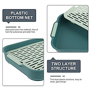 ULTECHNOVO Large Rabbit Litter Box Plastic Pet Toilet Potty Trainer Corner Toilet Hedgehog Litter Pan Box for Bunny Guinea Pig Chinchilla Hamster Ferret Green