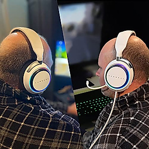 targeal PC Gaming Headset with Microphone for PS5/PS4/Switch/PC/Laptop/Mac - USB Wired 7.1 Surround Sound Gamer Headphone with Noise Canceling Mic - 4 Modes RGB- White Headset
