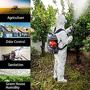 XtremepowerUS Backpack Fogger Machine Disinfectant Corded Mist BlowerV Sprayer 5.8GAL Adjustable Particle 0-50m/Mm W/ Hose and Spray Nozzle