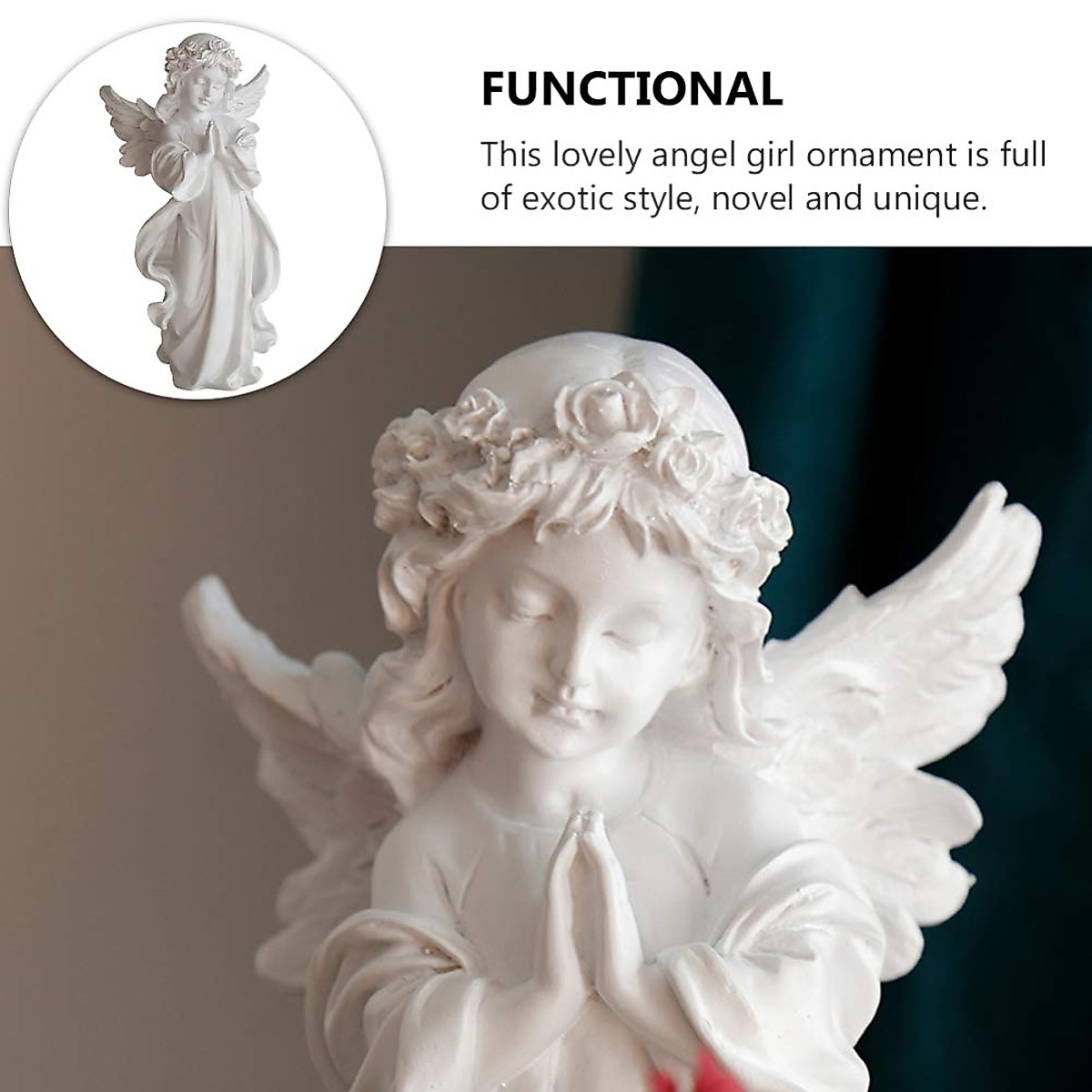 BESTOYARD 1 Pc Angel Ornaments European Ornaments Figurines De Bautizo para Niño Dining Room Table Decor Desktop Adornment House Ornaments Little Girl Statue Resin White Delicate Baby Model