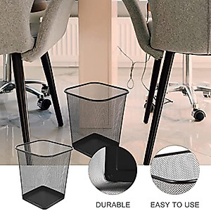 HANABASS Black Mesh Metal Trash Can Square Mesh Wire Wastebasket Vintage Garbage Bin Reusable Bedroom Rubbish Can for Kitchen Farmhouse Home Office