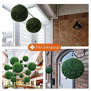 Gobograss Artificial Plant Topiary Ball - 2pcs 13.8 inch 3 Layers Milan Grass Ball for Home Garden Wedding Party Decoration Environmental UV Protected Faux Boxwood Decorative Ball (13.8in)