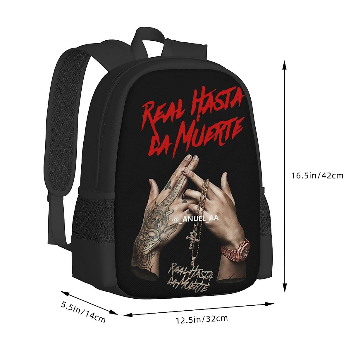 TUNLEY Anuel Rapper AA Singer Backpack Large Capacity Leisure Travel Backpack Book Bag Outgoing Daypack 12.5x5.5x16.5 inch